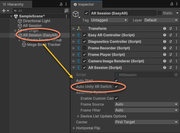 与 AR Foundation 协同工作 — EasyAR Sense Unity Plugin 4.7.0 文档